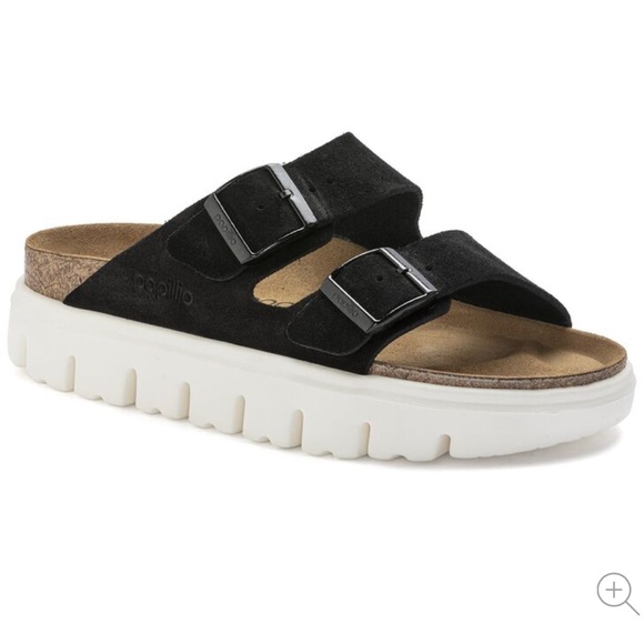 Birkenstock | Shoes | Birkenstock Arizona Chunky Black Suede Leather ...